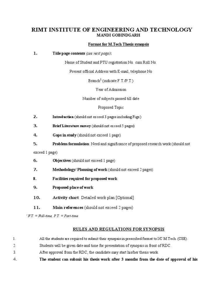MTech Synopsis Format | PDF