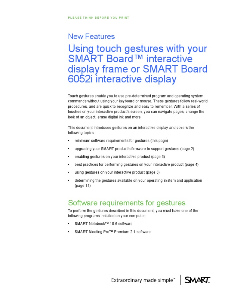 Using Touch Gestures With Your SMART Board™ Interactive Display Frame ...