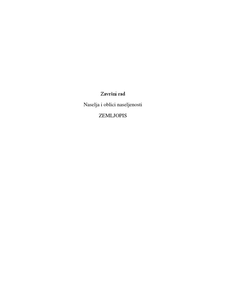 GEOGRAFIJA - Naselja I Oblici Naseljenosti | PDF