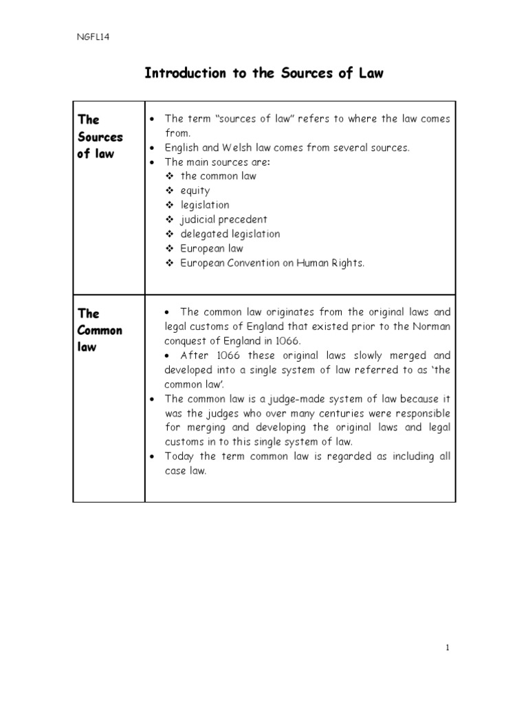 Introduction To Sources of Law | PDF | Equity (Law) | English Law