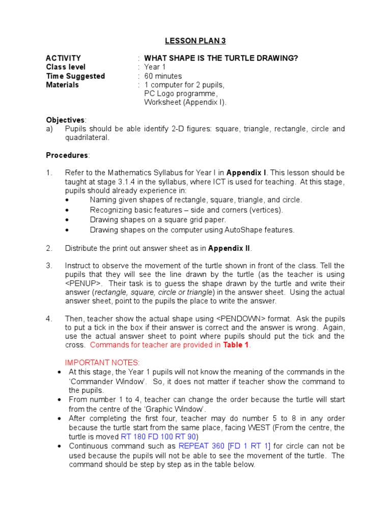 Lesson Plan 3 - PC Logo | PDF | Shape | Rectangle