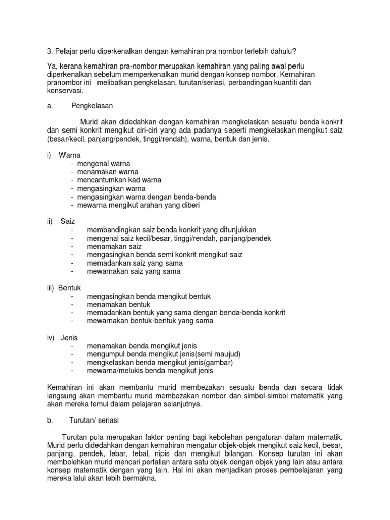 Kemahiran Pranombor | PDF