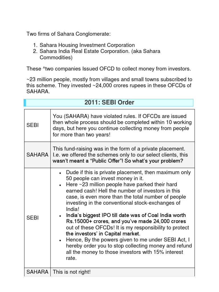 Sebi Vs Sahara | PDF | Securities (Finance) | Investor