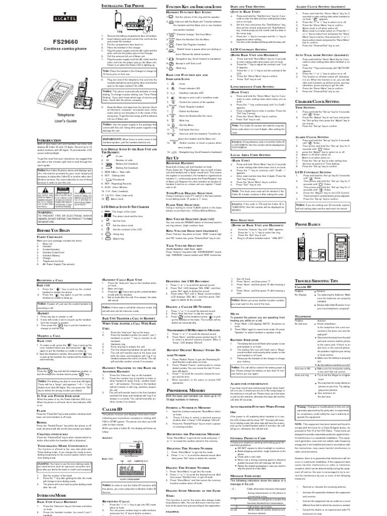 Alcatel User Manual | PDF | Telephone | Electromagnetic Interference