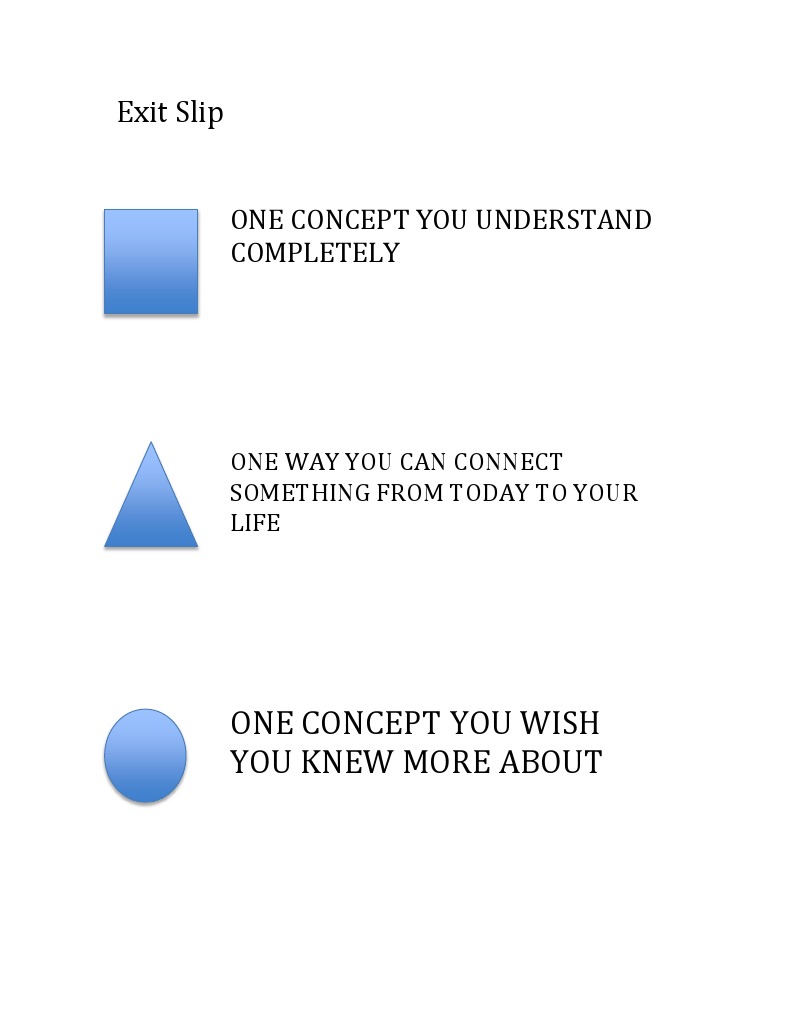 Reflective Exit Slip Template | PDF | Lifestyle