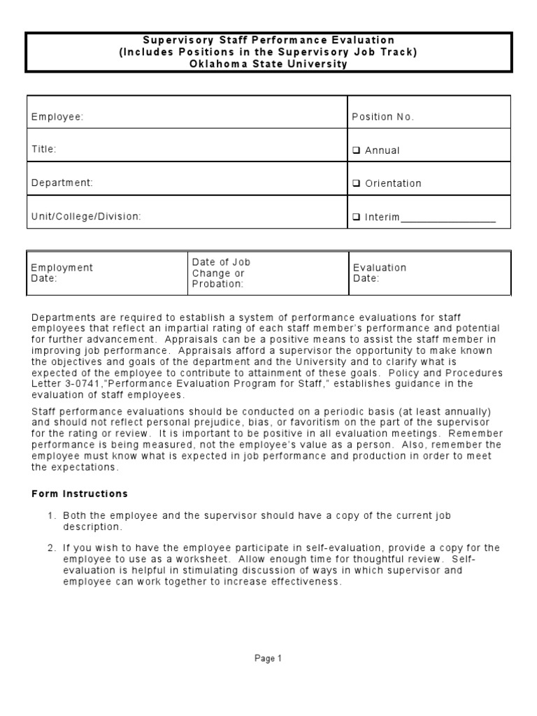 Evaluation Form Supervisors | PDF | Performance Appraisal | Employment