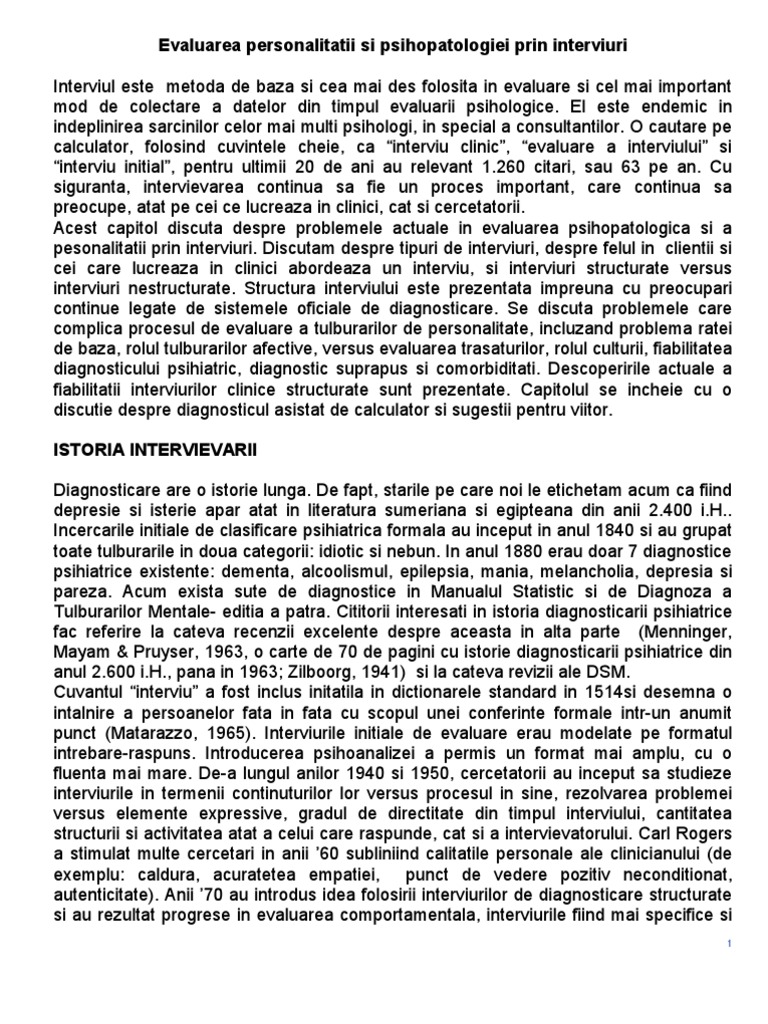 Interviul Clinic | PDF