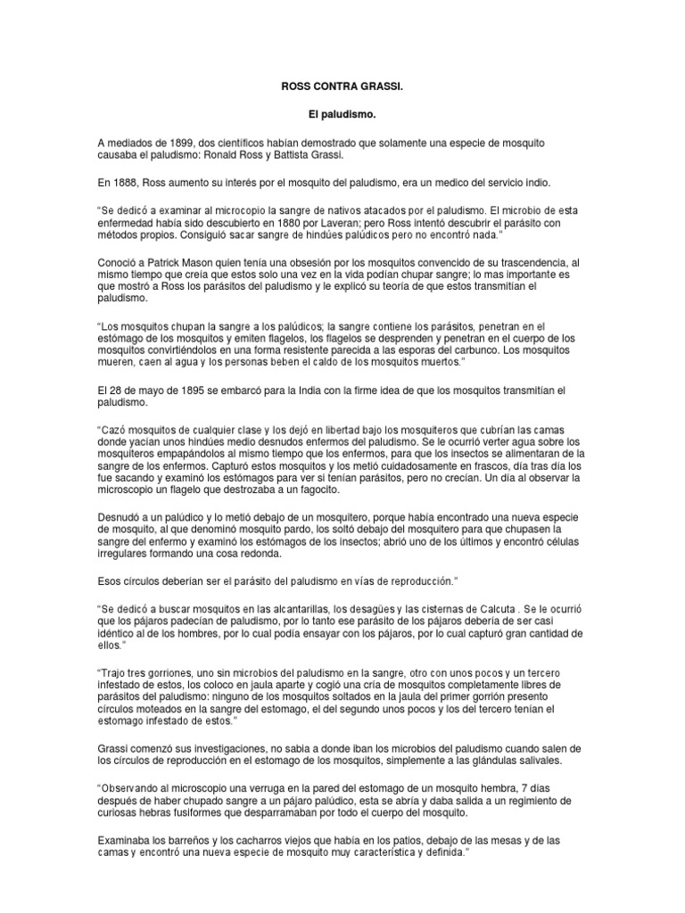 Ross Contra Grassi | PDF | Malaria | Microorganismo