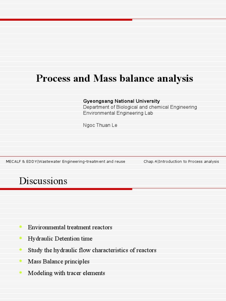 Mass Balance | PDF | Chemical Reactor | Sewage Treatment