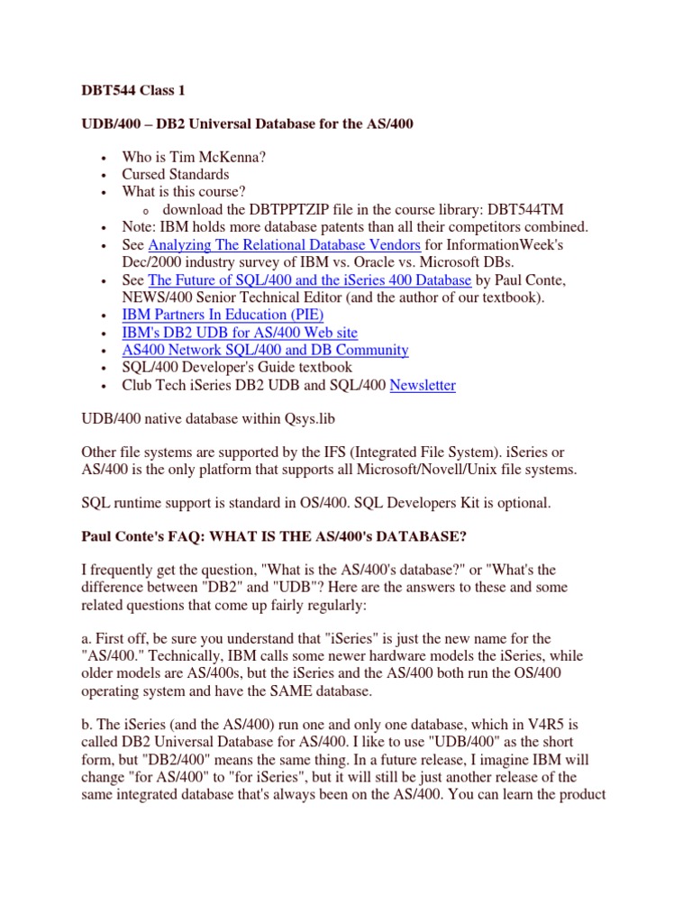 Seneca SQL | PDF | Ibm System I | File Format