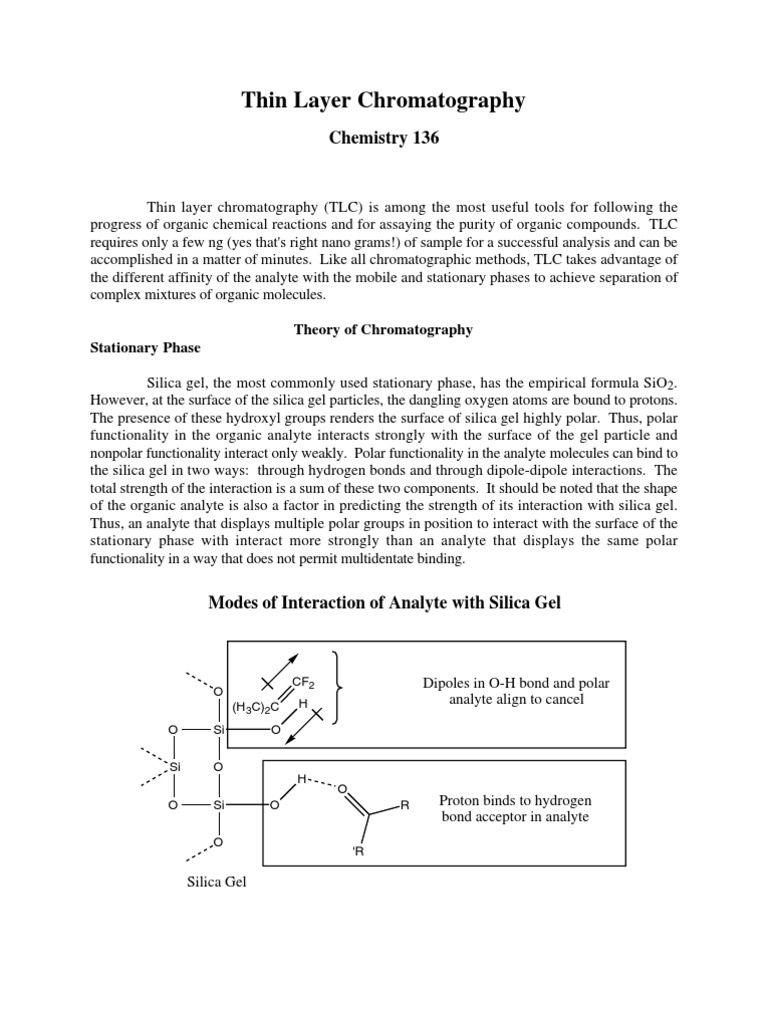 Tlc Theory Pdf Thin Layer Chromatography Chromatography