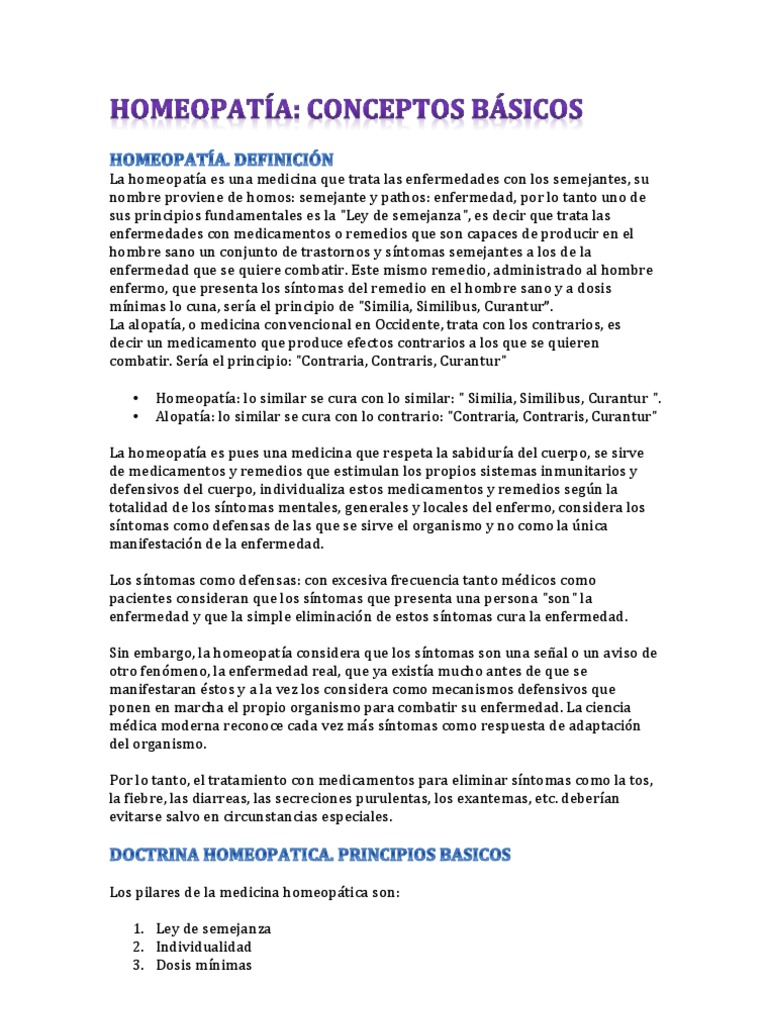 conceptos_basicos_de_homeopatía | PDF | Homeopatía | Medicamentos con receta