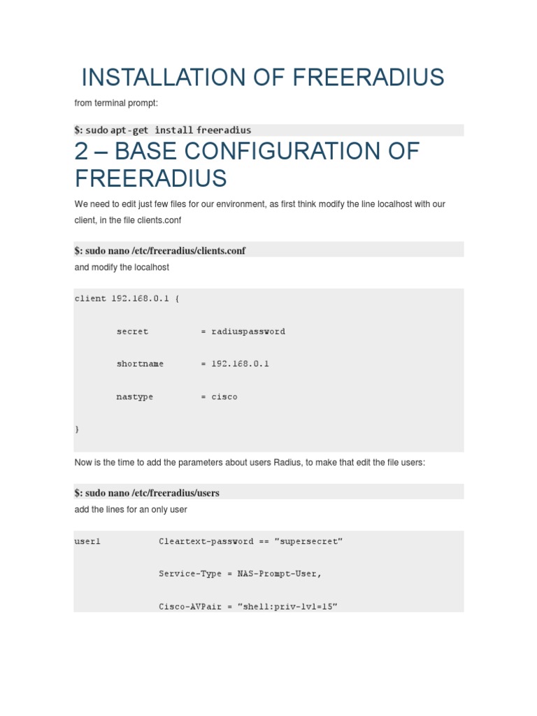 Installation of Freeradius | PDF | Radius | Command Line Interface