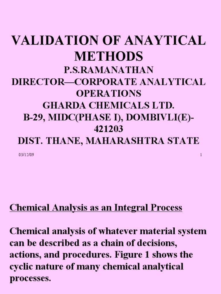 Validation of Analytical | PDF | Verification And Validation | Accuracy And Precision