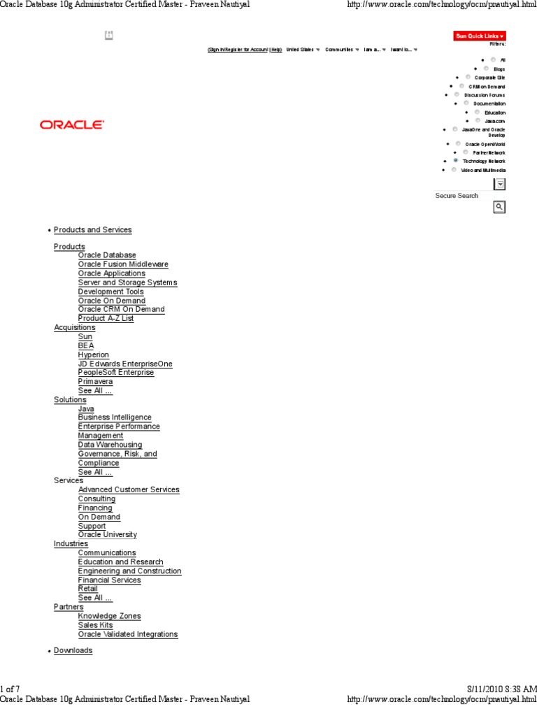 OCM - Oracle Database 10g Adminis. | PDF | Oracle Corporation | Oracle Database