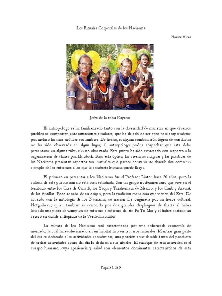05 Miner, Horace - Body Ritual Among The Nacirema (Traducción) | PDF ...