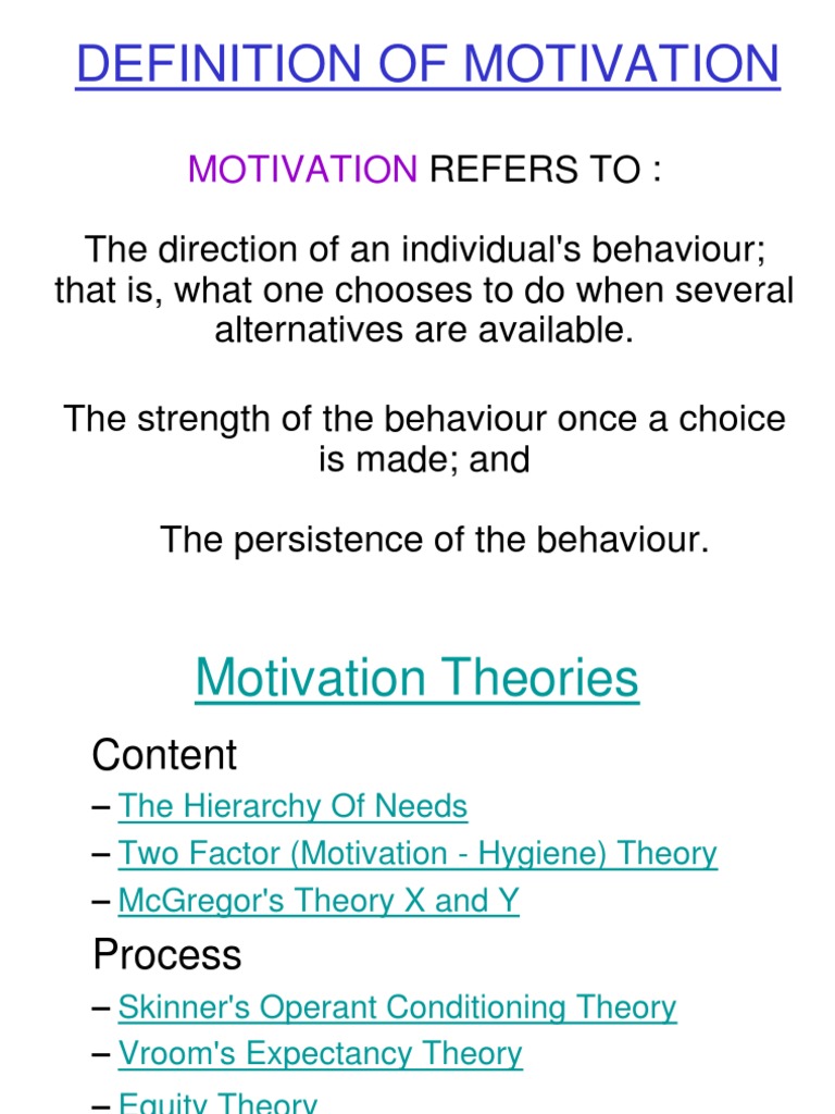 Definition of Motivation | PDF | Motivation | Motivational