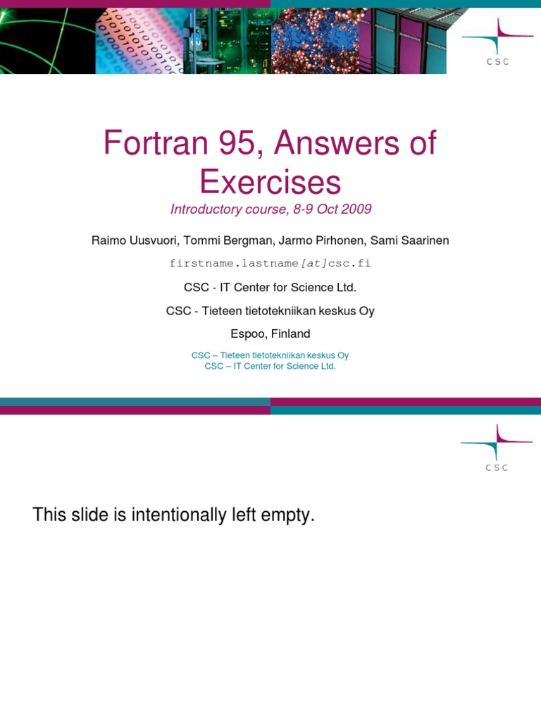 Fortran 95 Answers Of Exercises Pointer Computer Programming Subroutine 