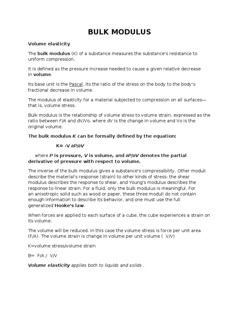 Bulk Modulus | PDF | Ductility | Elasticity (Physics)