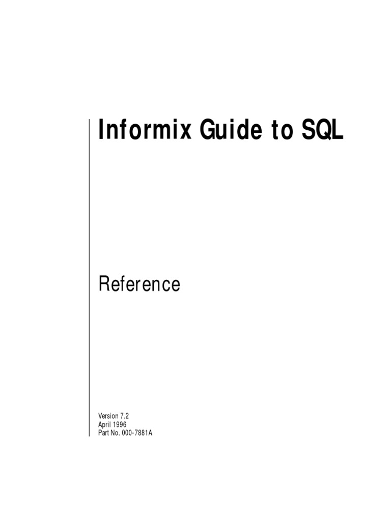 Informix Pdf Database Index Databases