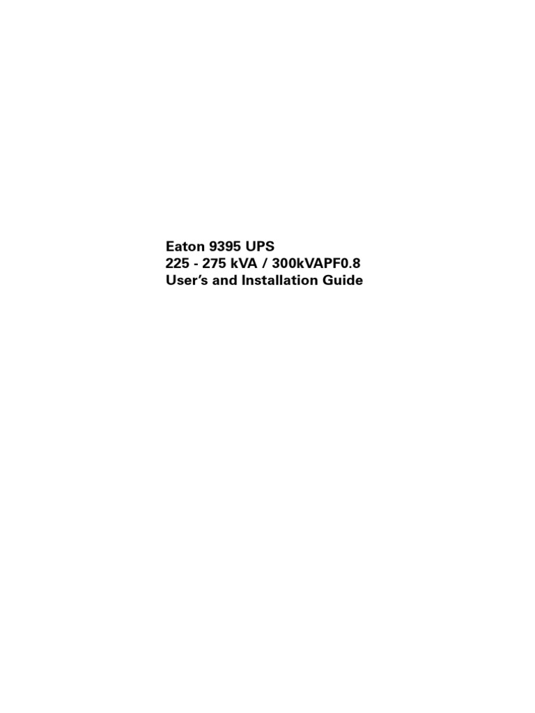 Eaton - 9395 - 275kVA - Manual - 1027212 - en PDF | PDF | Electronics ...