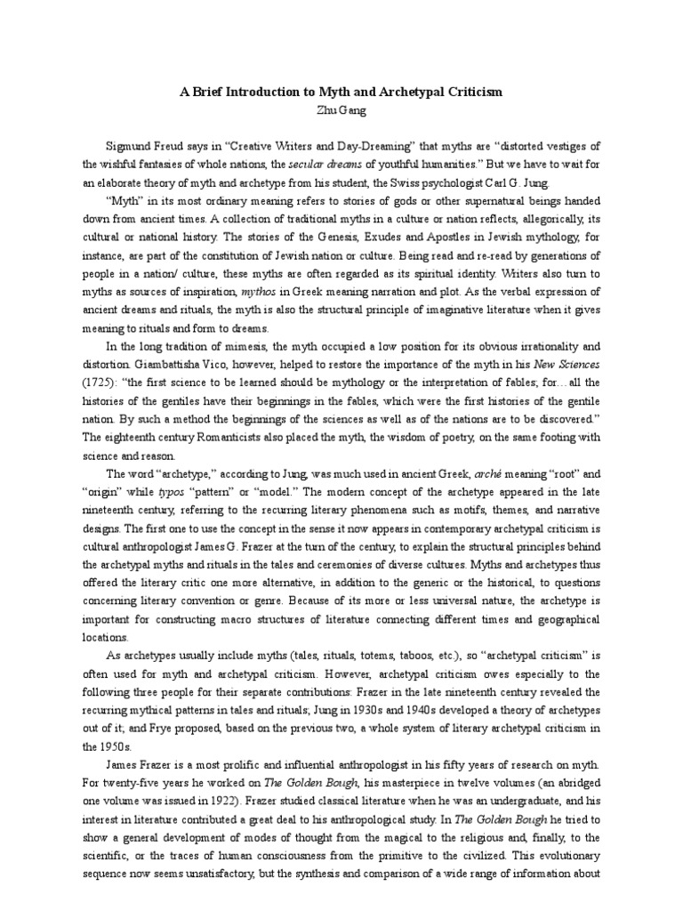 A Brief Introduction to Myth and Archetypal Criticism | Mythology ...