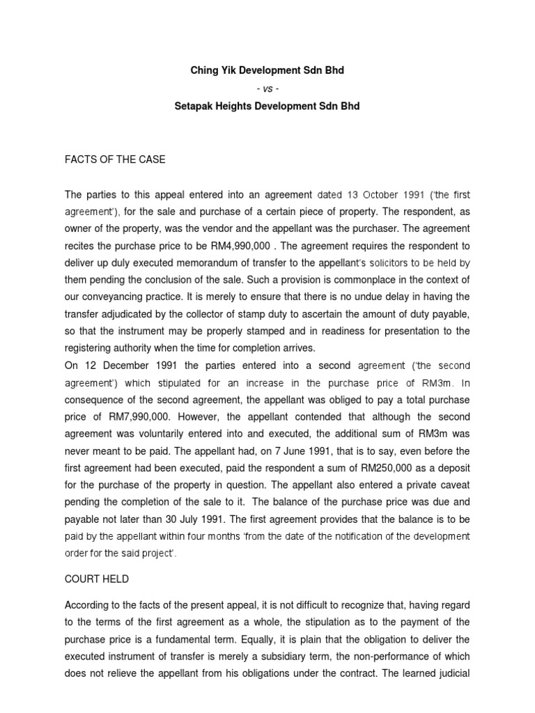 Ching Yik Development SDN BHD | PDF | Private Law | Justice