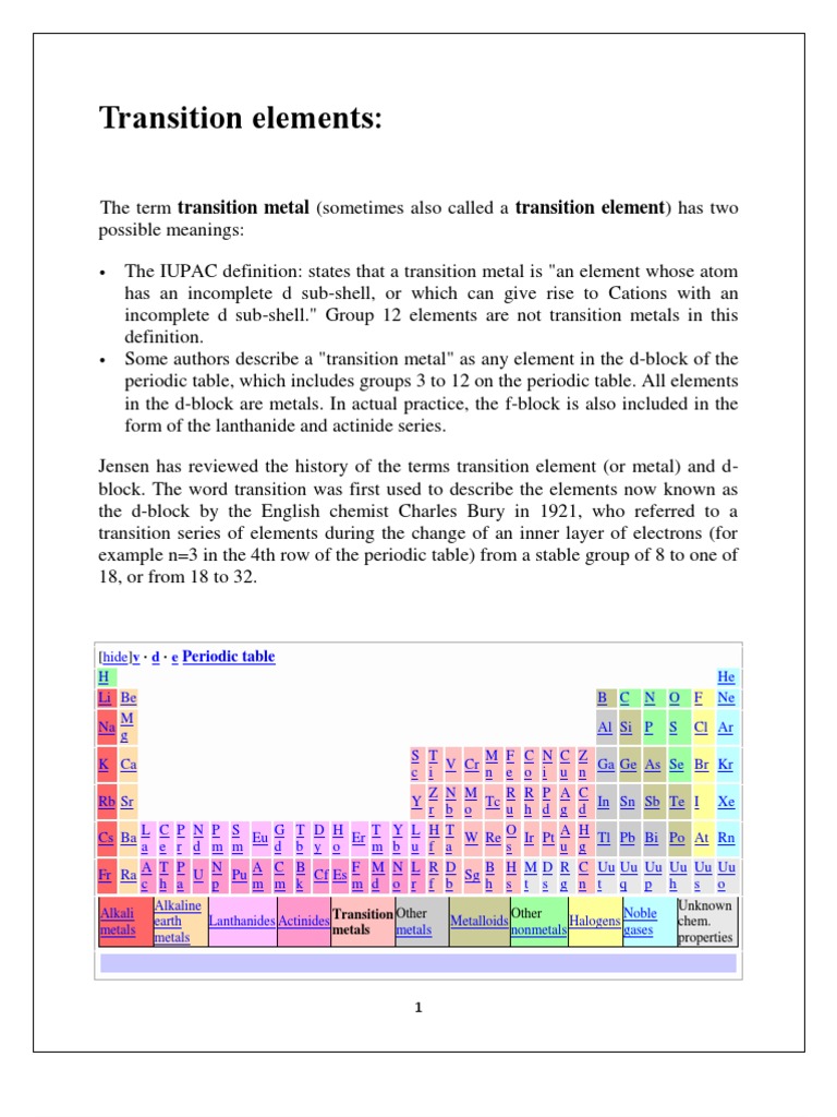 Transition Elements: Properties, Electronic Configurations, Oxidation ...