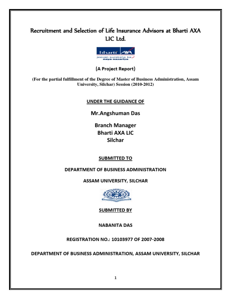 Recruitment and Selection of Life Insurance Agent | PDF | Insurance ...