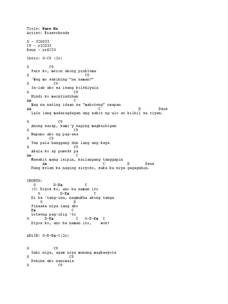 Pare Ko Chords - by Eheads | PDF