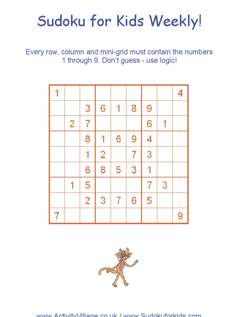 Sudoku For Kids Weekly!: Every Row, Column and Mini-Grid Must Contain ...