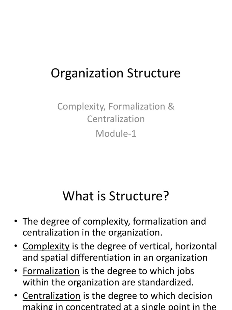 Formalization In Organizational Structure