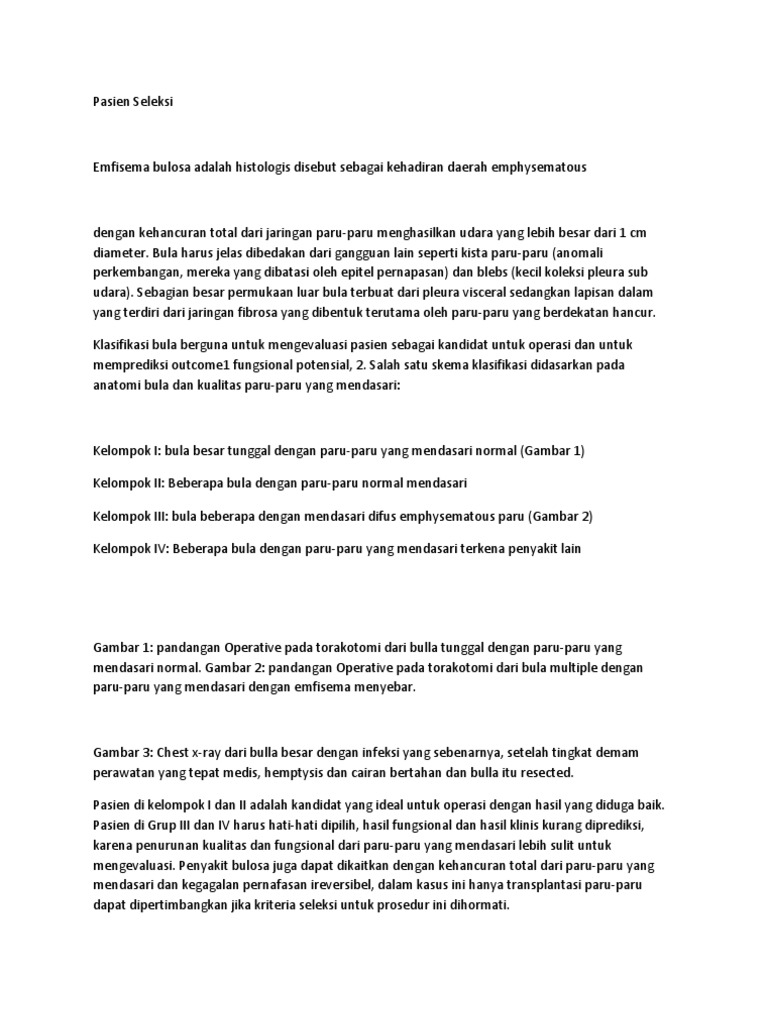 Panduan Operasi Emfisema Bulosa | PDF