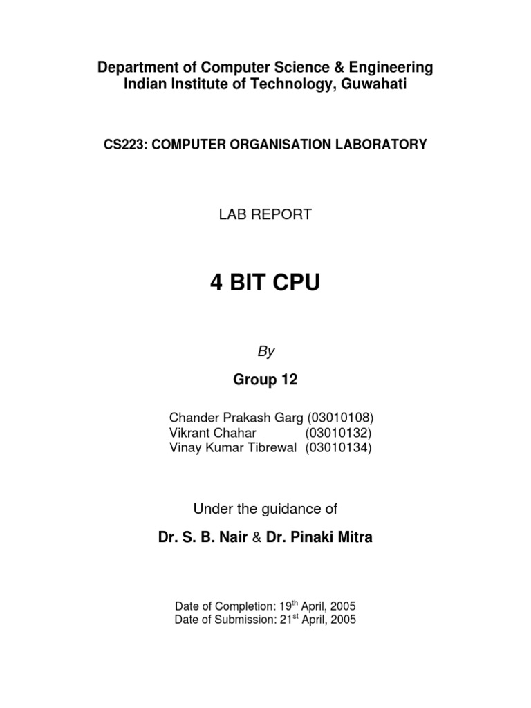 4 Bit Cpu Report | PDF | Instruction Set | Central Processing Unit