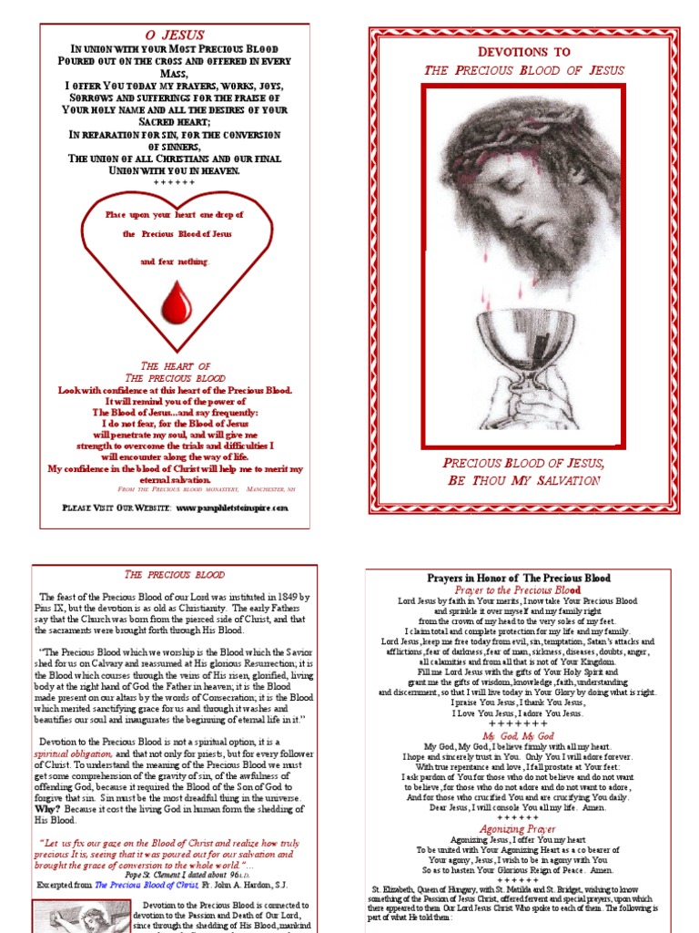 Precious Blood Pamphlet | PDF | Grace In Christianity | Jesus