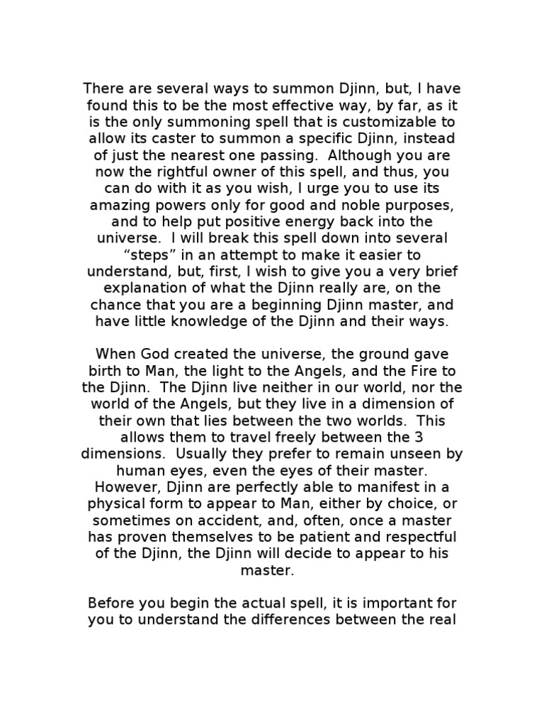 Effective Djinn Summoning Guide | PDF | Jinn | Magic (Paranormal)