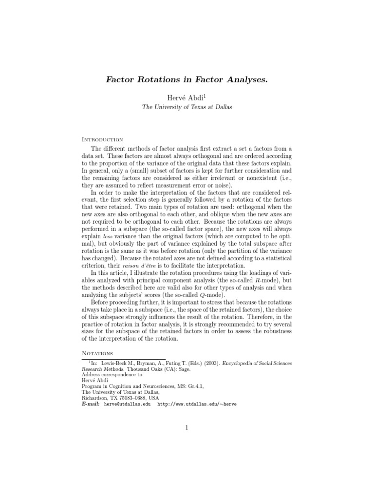 Factor Rotation | PDF