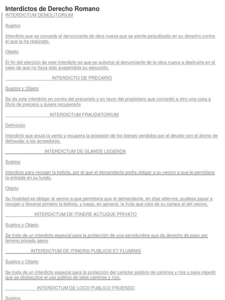 Interdictos de Derecho Romano | Descargar gratis PDF | Ley de Propiedad ...