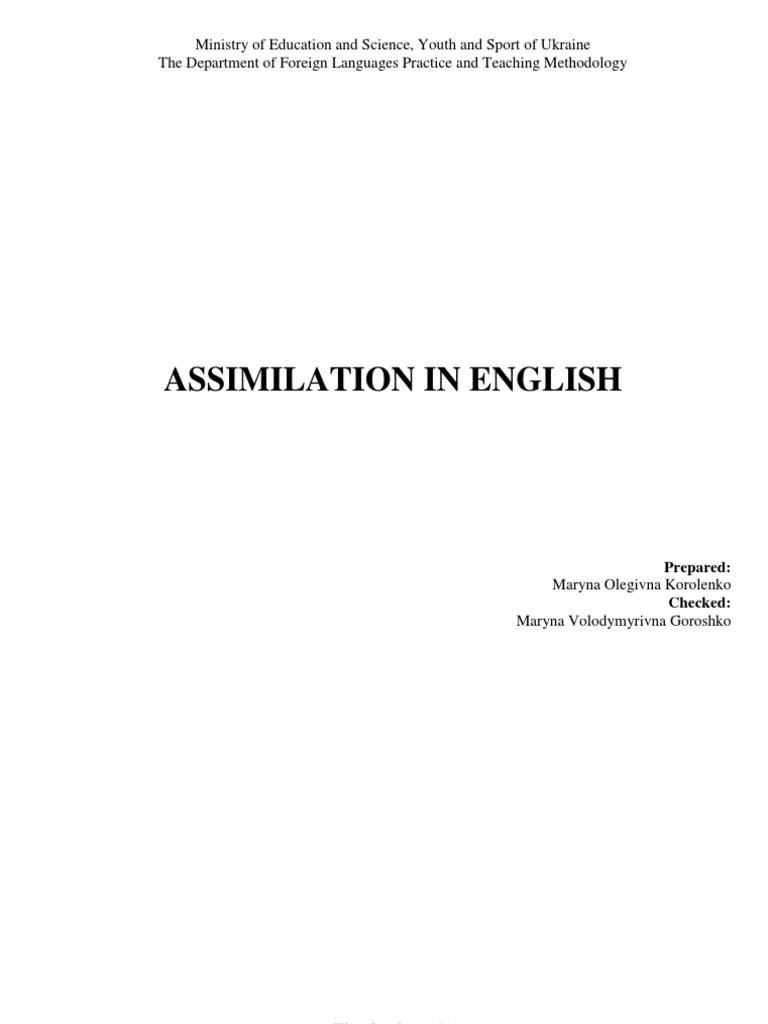 Assimilation in English | PDF | Oral Communication | Languages