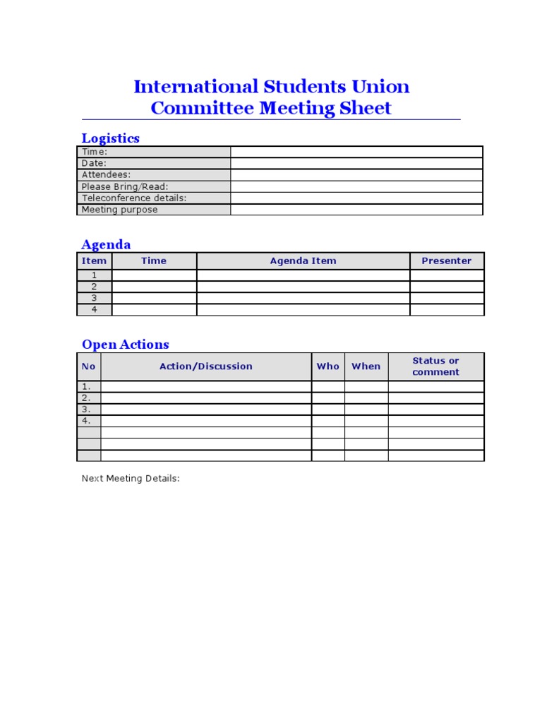 International Students Union Meeting Agenda | PDF | Career & Growth