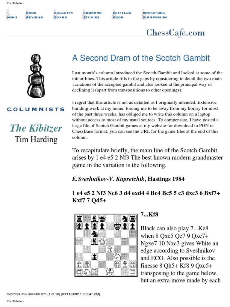 Scotch Gambit Kibitz75 | Chess Openings | Chess
