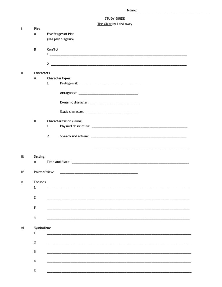 Study Guide For The Giver Test | PDF