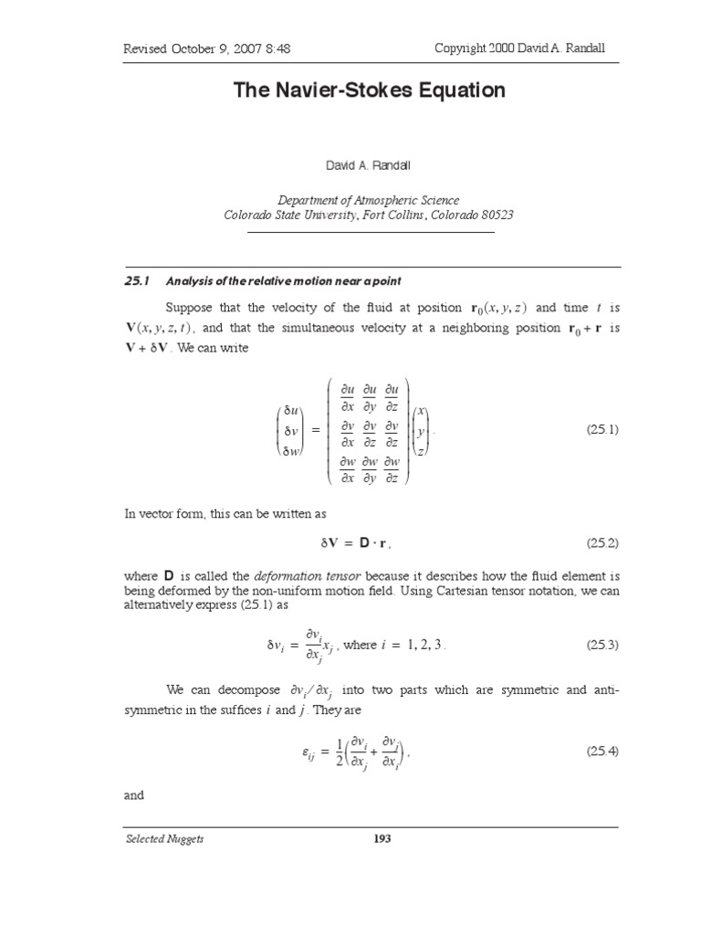 Navier Stokes Equation Elaborative | PDF | Teaching Methods & Materials