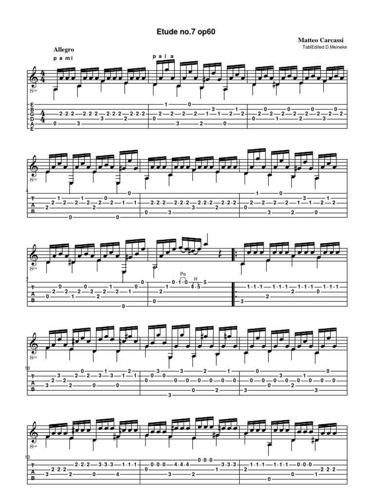 Carcassi M. Carcassi Mateo - Etude No.7 From Op.60 | PDF