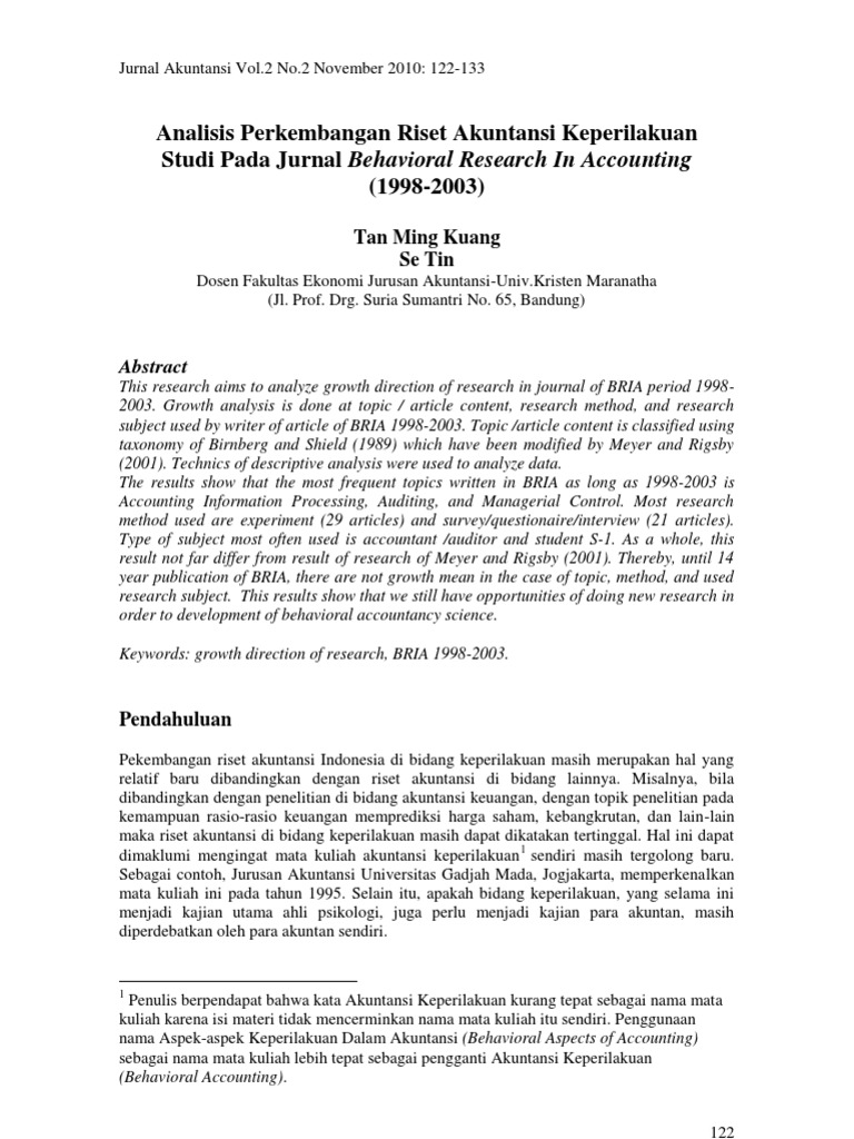 Analisis Perkembangan Riset Akuntansi Keperilakuan | PDF | Karier & Perkembangan
