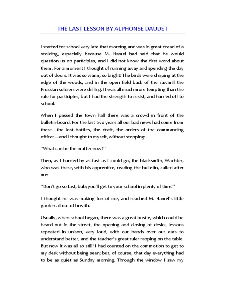 The Last Lesson | PDF