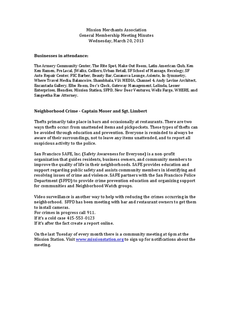 03.20.13 - MMA Meeting Minutes | PDF | Internship | Job Hunting