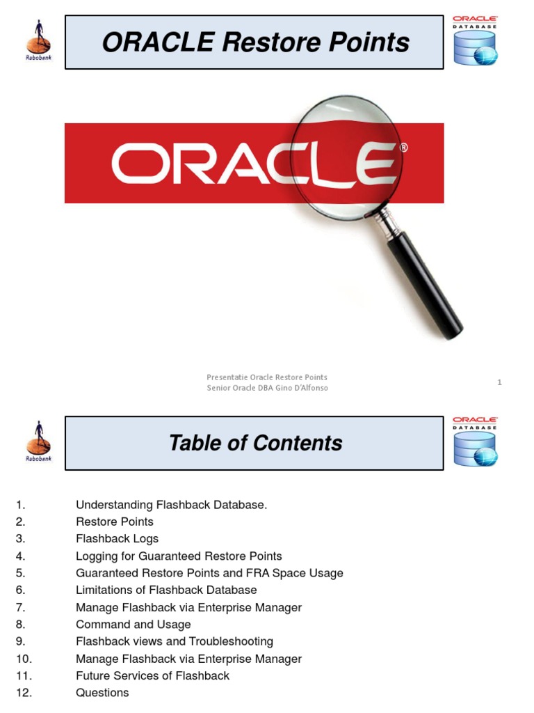 Presentation Guaranteed Restore Points | PDF | Oracle Database | Databases