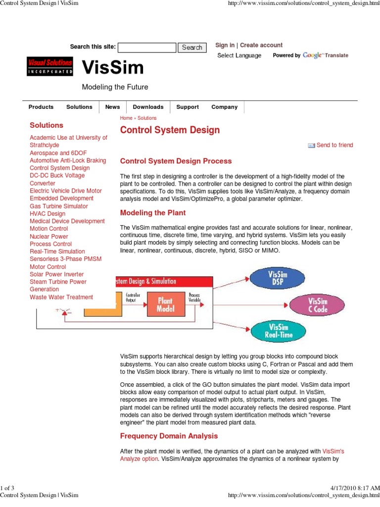 Control System Design - VisSim | PDF | Control Theory | Emergence