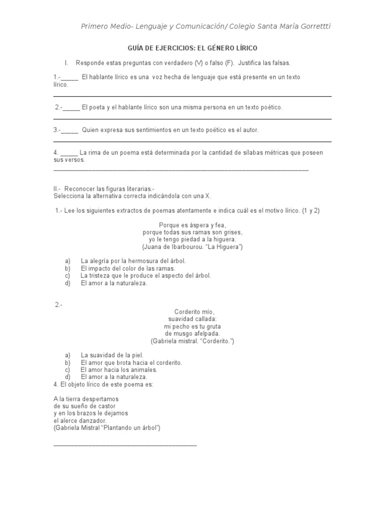 Actividades del Género Lírico en Primaria | PDF | Rima | Poesía